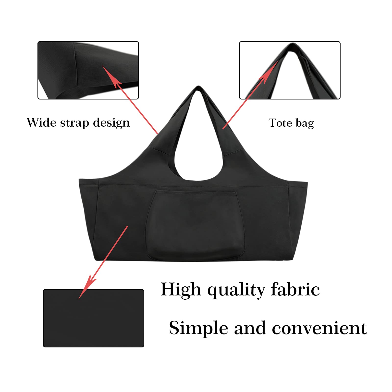 Yoga Mat Bag Large Capacity Yoga Mat Tote Bag with with Side Pocket Portable Exercise Mat Pad Cushion Sling Carrier Bag Multi-Function Single Shoulder Storage Bag for Gym Sports Yoga Accessory