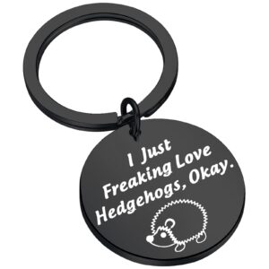 bekech hedgehog keychain hedgehog lover gift i just freaking love hedgehogs okay keychain cute animal hedgehog gift for women hog mom gift (black)