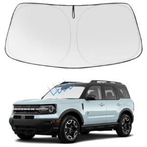 proadsy 2024 upgrade front windshield sun shade foldable sunshade protector custom fit 2024 2023 2022 2021 ford bronco sport accessories