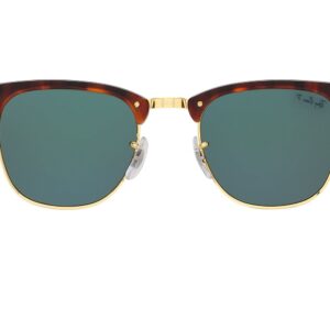 Ray-Ban RB3016 Clubmaster Sunglasses+ Vision Group Accessories Bundle(Red Havana/Crystal Green Polarized (990/58),49) for unisex-adult