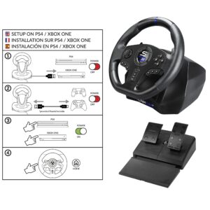 Superdrive - SV750 racing steering wheel with pedals, paddles and vibration - Xbox Serie X/S, PS4, Xbox One, Switch, PC, PS3 (programmable for all games)