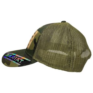 ARIAT Women's Baseball Logo Mesh Flag Cork Patch Camo Cap, Green, One Size