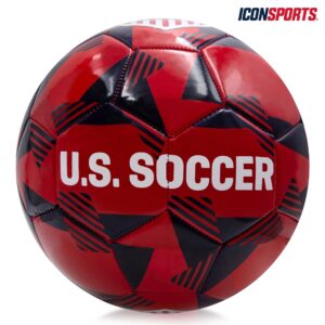 Icon Sports Official Licensed U.S. Soccer Regulation Sized Soccer Ball | Red Prism