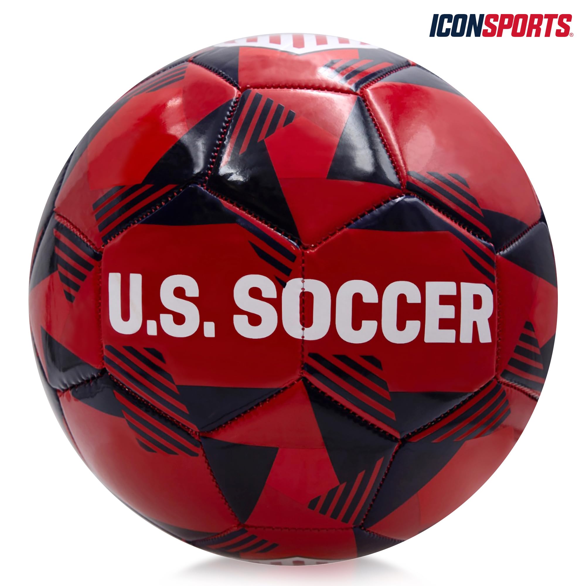 Icon Sports Official Licensed U.S. Soccer Regulation Sized Soccer Ball | Red Prism