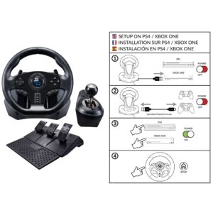 Superdrive - GS850-X racing steering wheel with manual shifter, 3 pedals, paddle shifters for Xbox Serie X/S, PS4, Xbox One, (programmable)