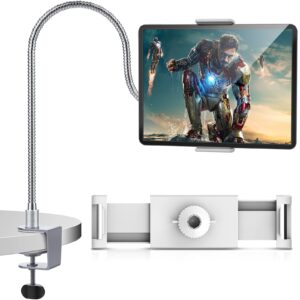 abovetek gooseneck tablet holder, flexible long arm ipad desk mount aluminum ipad stand phone holder for bed office kitchen, fits for 4.5"-13.5" ipad android tablet & iphone 6-13pro