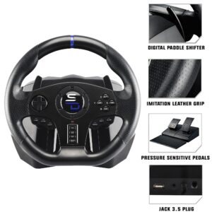 Superdrive - SV750 racing steering wheel with pedals, paddles and vibration - Xbox Serie X/S, PS4, Xbox One, Switch, PC, PS3 (programmable for all games)