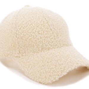 Faux-Lamb-Wool Baseball-Caps Warm-Winter Teddy-Fleece Hip-Hop Cap for Men Women Outdoor Travel Beige