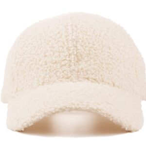 Faux-Lamb-Wool Baseball-Caps Warm-Winter Teddy-Fleece Hip-Hop Cap for Men Women Outdoor Travel Beige