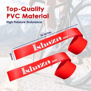 Ishaza Pack of 2 Bicycle Rim Strip 26" x 20mm – Red Rim Tape High-Pressure, Puncture & Temperature Resistant Durable Elastic PVC Bike Wheel Liner for Mountain & Road Bicycle