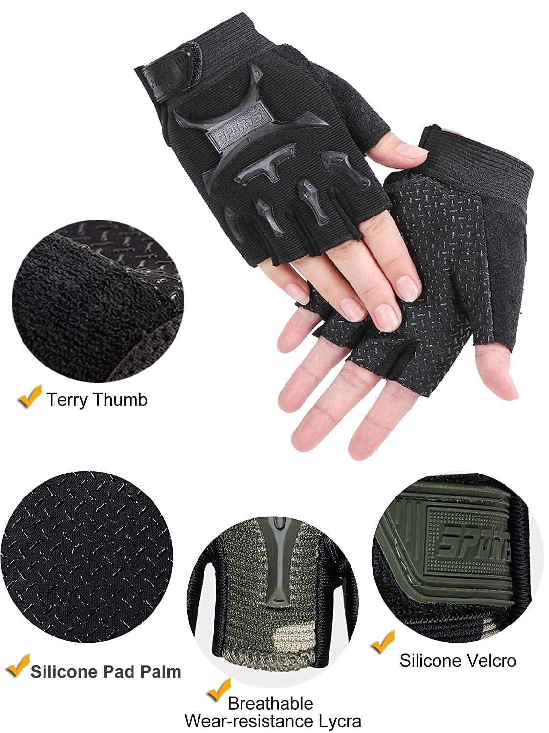 Kids Road Bike Gloves Half Finger MTB Cycling Gloves Roller Skating Mitten Breathable Anti Slip Shock Absorbing Workout Gloves Short Sports Gloves Fingerless Riding Fishing Golf Gloves for Boys Girls