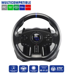 Superdrive - SV750 racing steering wheel with pedals, paddles and vibration - Xbox Serie X/S, PS4, Xbox One, Switch, PC, PS3 (programmable for all games)