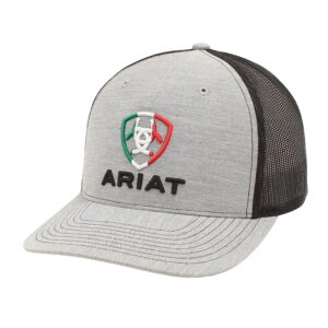 ariat men's r112 cap, mexican flag, grey, black mesh back, snapback