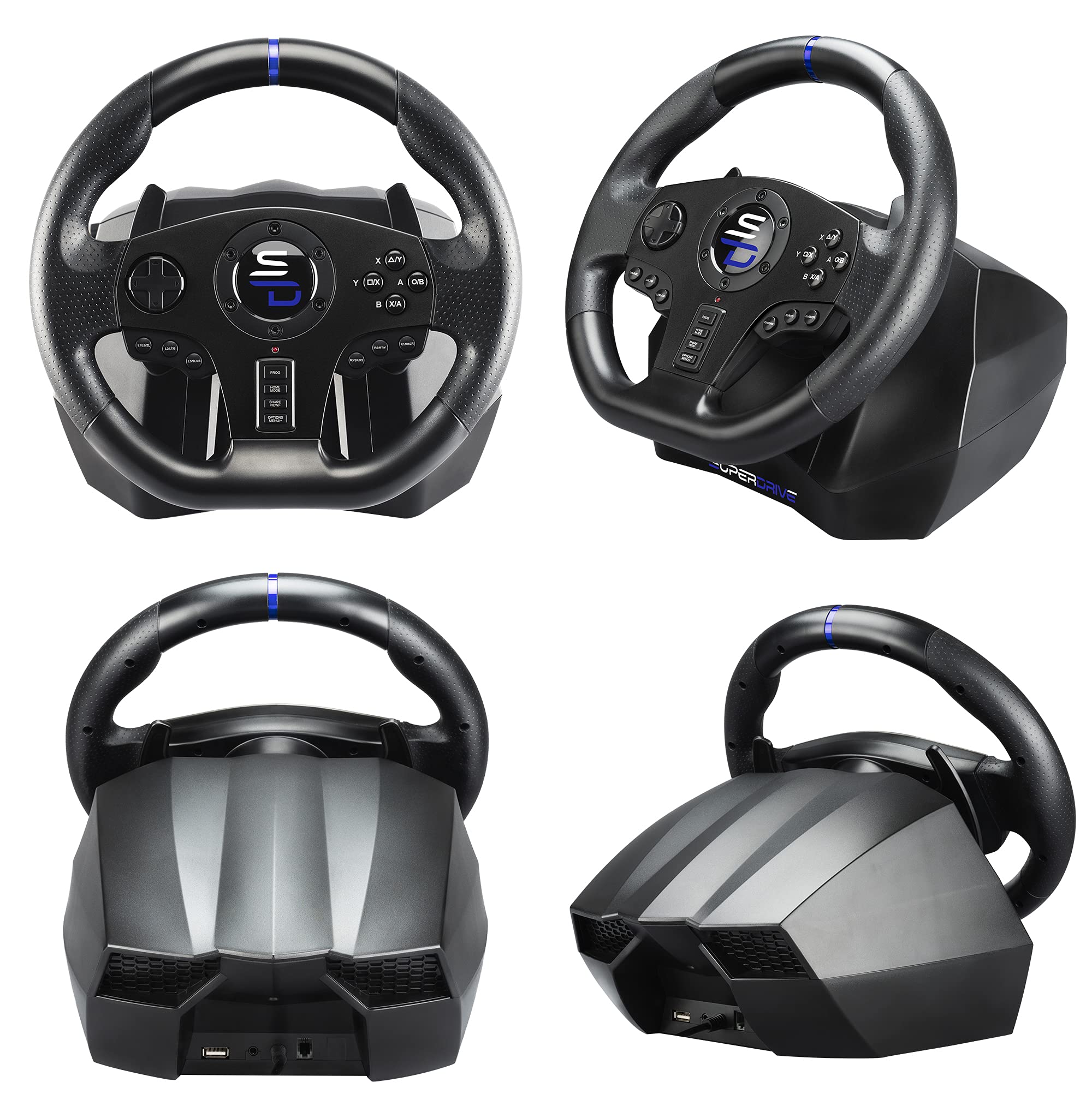 Superdrive - SV750 racing steering wheel with pedals, paddles and vibration - Xbox Serie X/S, PS4, Xbox One, Switch, PC, PS3 (programmable for all games)