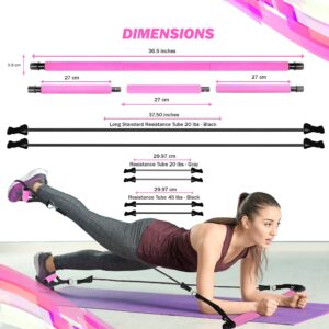 Limm Pilates Bar Kit with 6X Resistance Bands, 3-Section Pilates Bar with Adjustable Bands Workout Equipment for Legs,Hip,Waist and Arm, Muscle Toning, Stretching, Yoga