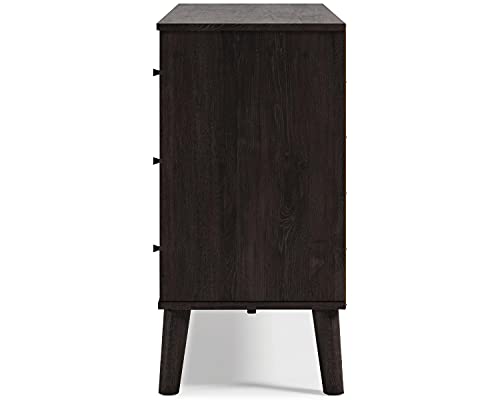 Signature Design by Ashley Piperton Contemporary Scandinavian 6 Drawer Dresser, Two-Tone Black