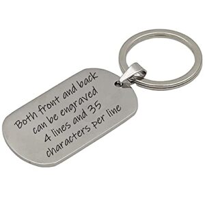 good goods personalized customize inspirational keyring stainless steel dog tag name keychain,engraved gift for men boys boyfriend (silver horizontal)