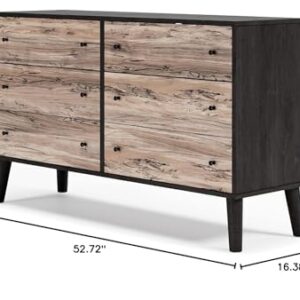 Signature Design by Ashley Piperton Contemporary Scandinavian 6 Drawer Dresser, Two-Tone Black