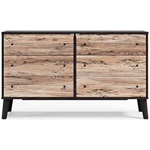 Signature Design by Ashley Piperton Contemporary Scandinavian 6 Drawer Dresser, Two-Tone Black