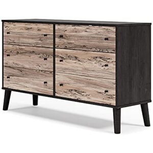 Signature Design by Ashley Piperton Contemporary Scandinavian 6 Drawer Dresser, Two-Tone Black