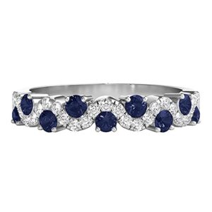 2 1/2 ct round shape simulated blue sapphire & white cubic zirconia womens wedding engagement ring in 14k white gold plated 925 sterling silver (2.50 cttw) ring size -10