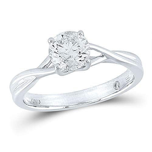 FB Jewels 14kt White Gold Round Diamond Solitaire Bridal Wedding Engagement Ring 1 Cttw Size 10