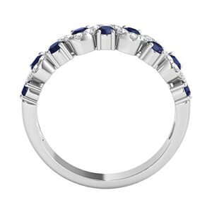 2 1/2 CT Round Shape Simulated Blue Sapphire & White Cubic Zirconia Womens Wedding Engagement Ring in 14K White Gold Plated 925 Sterling Silver (2.50 Cttw) Ring Size -10