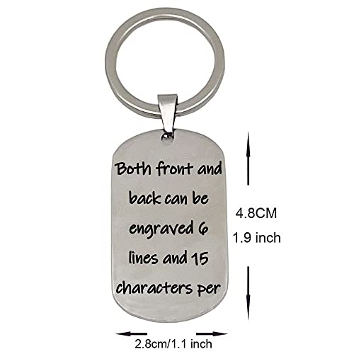 good goods Personalized Customize Inspirational Keyring Stainless Steel Dog Tag Name Keychain,Engraved Gift for Men Boys Boyfriend (Silver horizontal)