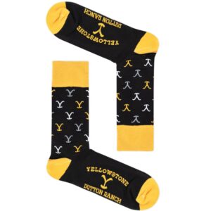 yellowstone dutton ranch black/yellow socks - officially licensed