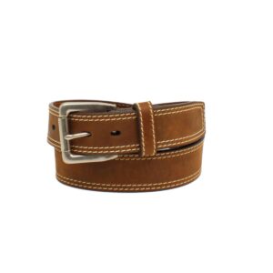 ariat men's logo concho double stitch belt brown 34