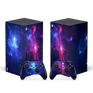 geekria xbox series x accessories skin stickers cover, compatible with microsoft xbox series x console with 2 wireless for whole body protective vinyl starry skin decal cover