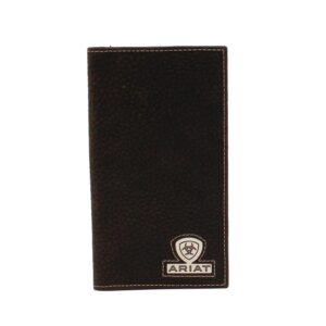 ariat men's logo bifold leather wallet brown one size