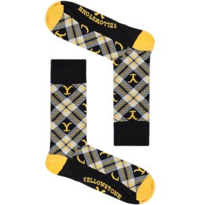 paramount network yellowstone dutton ranch black plaid socks