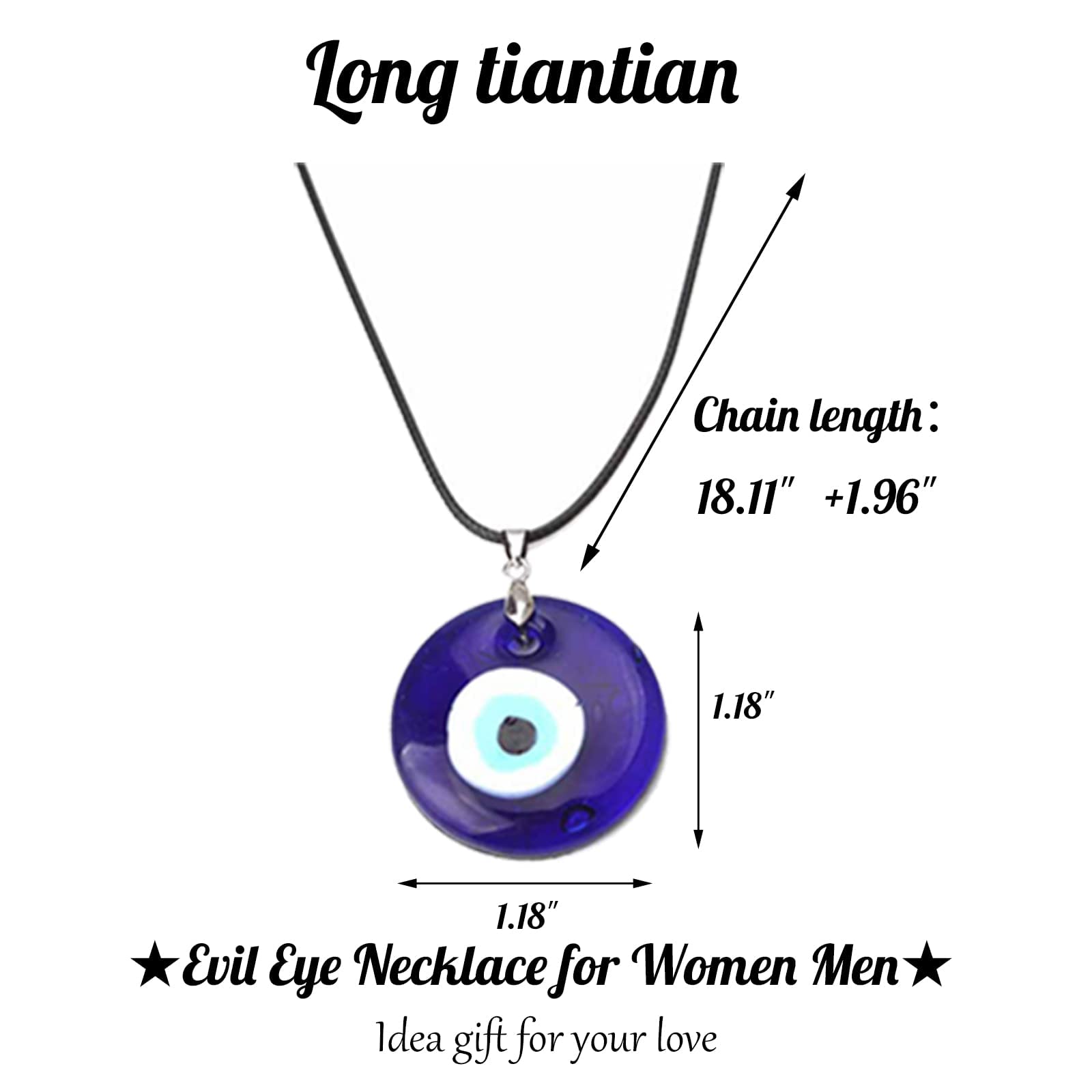 Long tiantian Evil Eye Necklace for Women Men Necklace Evil Eye Jewelry Blue Turkish Glass Leather Rope Pink Lucky Protection Necklace Jewelry Valenty Day Gifts for Men Women