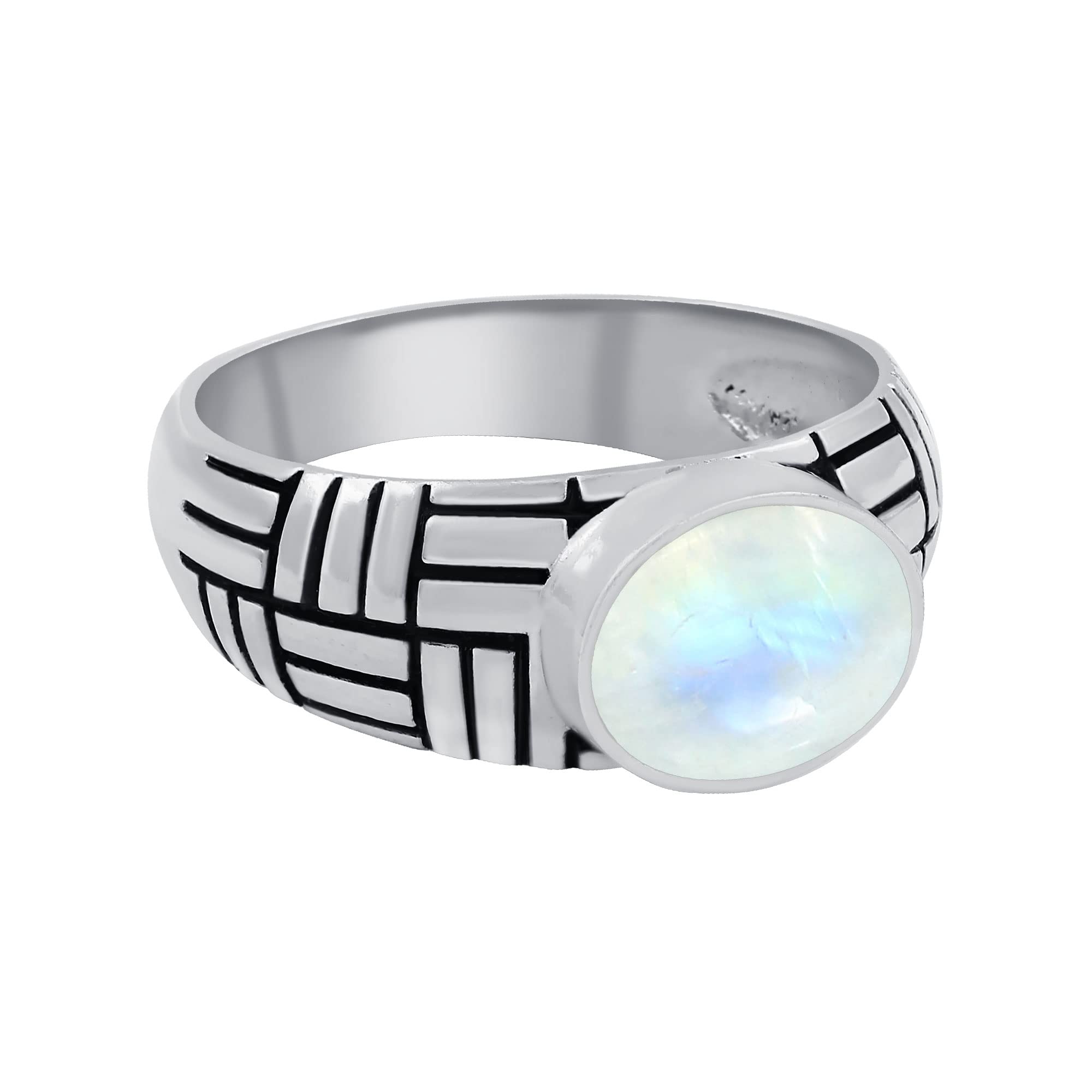 MIRRAMOR Moonstone Solitaire Ring, Ring For Women, White Stone Ring For Women, Single Stone Ring For Women, Ring Size 10