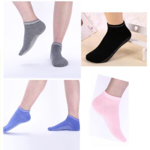 Yoga Socks Non Slip Grip Socks for Women Yoga Barre Pilates (Black,Pink,Grey,Blue -4Pairs)