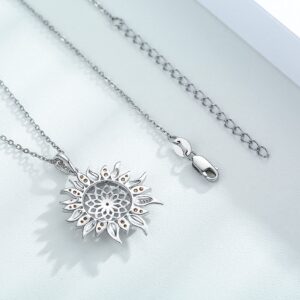 AOVEAO Sunflower Necklace S925 Sterling Silver Sunflower Jewelry Sunflower Pendant Summer Jewelry For Women