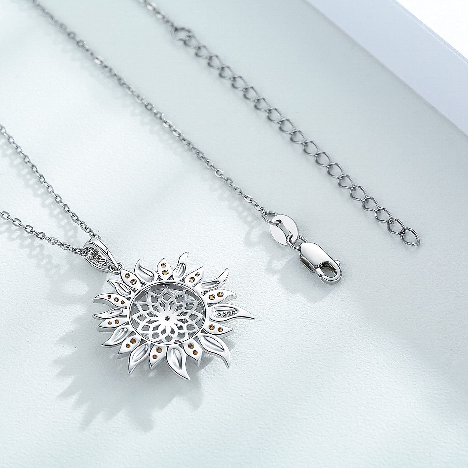 AOVEAO Sunflower Necklace S925 Sterling Silver Sunflower Jewelry Sunflower Pendant Summer Jewelry For Women