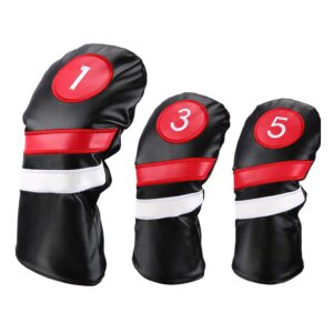 kytai golf club head covers- pu driver headcovers and 3 5 wood head covers for fairway (black)