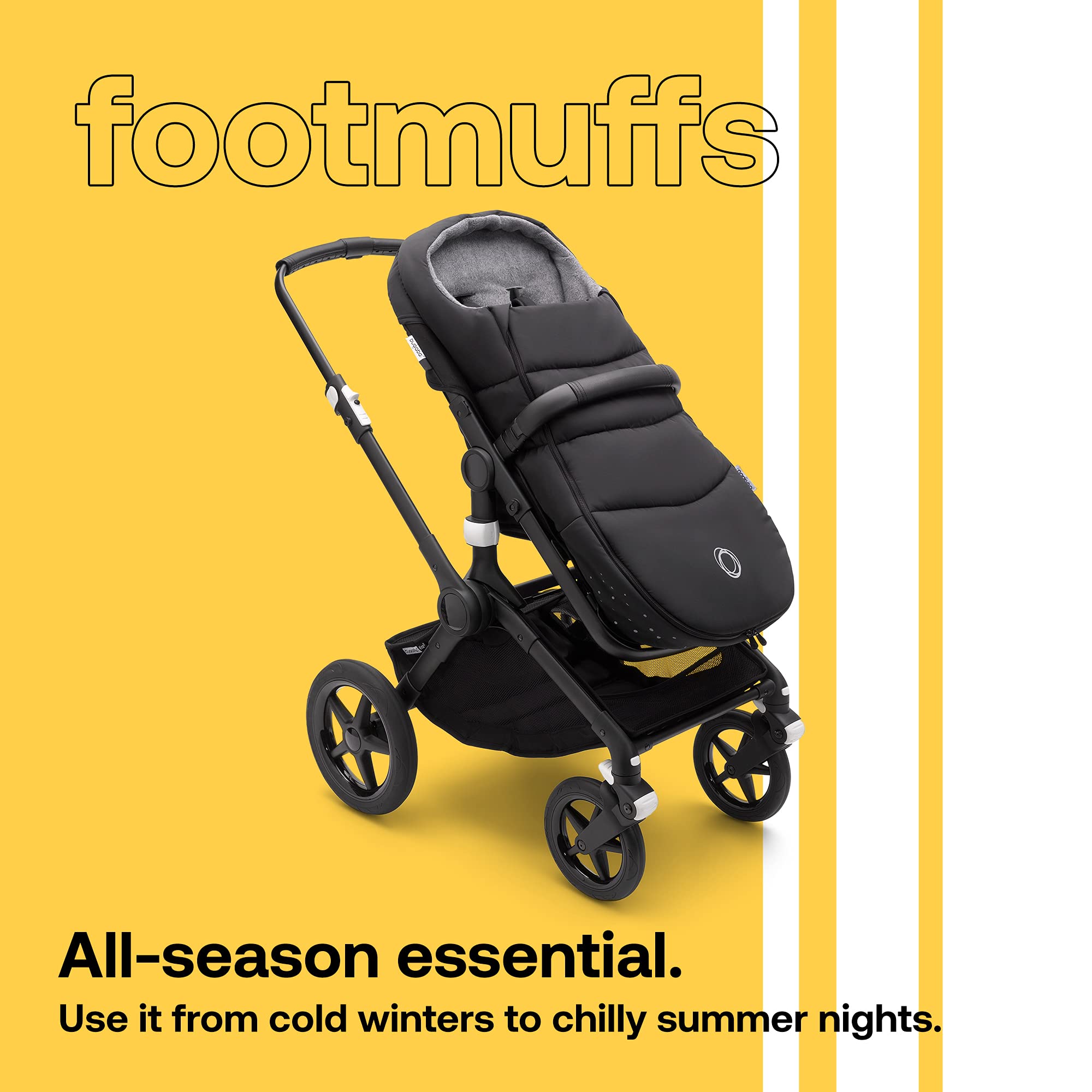 Bugaboo, Midnight Black Footmuff - All-Season, Waterproof, Polyester Stroller Accessory