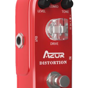 AZOR Vintage Distortion Guitar Effect Pedal with Guitar Effect Pedal Cables 3 Pack (Gold)