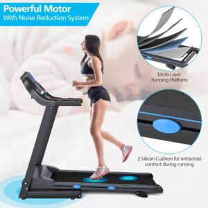 GYMAX Foldable Treadmill, 2.25HP Manual Incline Running Machine with LCD Display, 12 Preset Programs & Heart Rate Monitor, 17inch Wide Running Machine for Cardio Training, Home Gym Exercise Workout