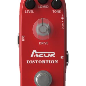 AZOR Vintage Distortion Guitar Effect Pedal with Guitar Effect Pedal Cables 3 Pack (Gold)