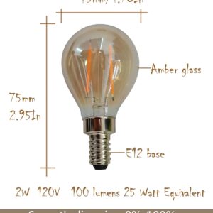 CTKcom 2 Watt G45/G14 E12 Base LED Bulbs, Amber Glass Vintage Antique Dimmable led Bulb 120V 2200K Warm White 100 lumens 25 Watt Equivalent,4 Pack