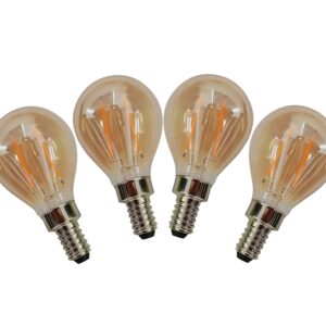 CTKcom 2 Watt G45/G14 E12 Base LED Bulbs, Amber Glass Vintage Antique Dimmable led Bulb 120V 2200K Warm White 100 lumens 25 Watt Equivalent,4 Pack