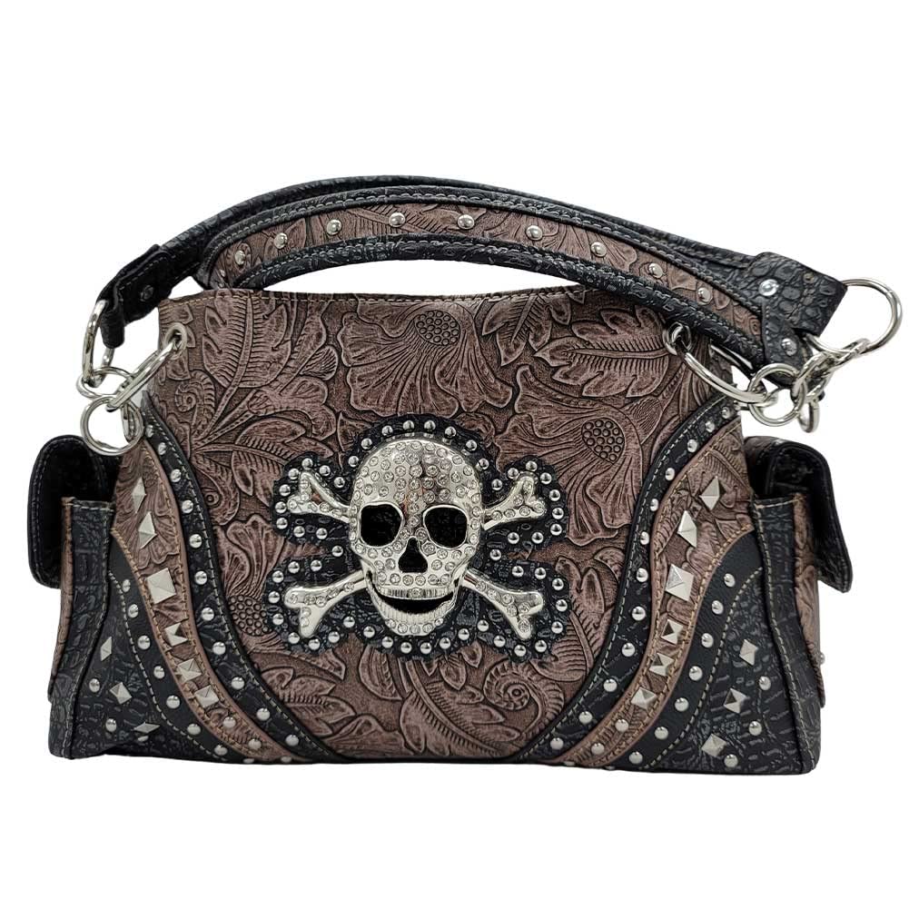 BHW SKULL WOMENS HANDBAGS SKULL WOMENS WALLET AND HANDBAGS (43-BROWN-BAG-ONLY)