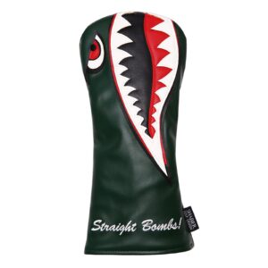 new flying tiger warshark golf driver headcover for taylormade m3 m4 m5 m6 sim golf club available for driver size wood size rescue size (green driver cover)