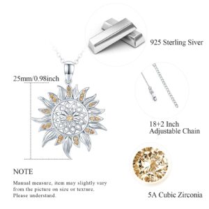 AOVEAO Sunflower Necklace S925 Sterling Silver Sunflower Jewelry Sunflower Pendant Summer Jewelry For Women