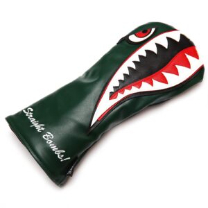 New Flying Tiger Warshark Golf Driver Headcover for Taylormade M3 M4 M5 M6 SIM Golf Club Available for Driver Size Wood Size Rescue Size (Green Driver Cover)