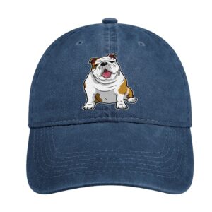 weedkeycat english bulldog cute unisex denim baseball cap vintage trucker dad hat with adjustable buckle navy-style1, one size